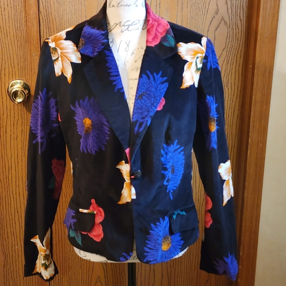 metrostyle | Jackets & Coats | Metro Style Velour Floral Blazer Size 6 ...
